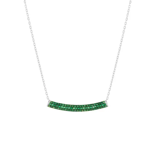 SPERO LONDON Silver / Green Sterling Silver Concave Bar Necklace Green Silver - Silver/green
