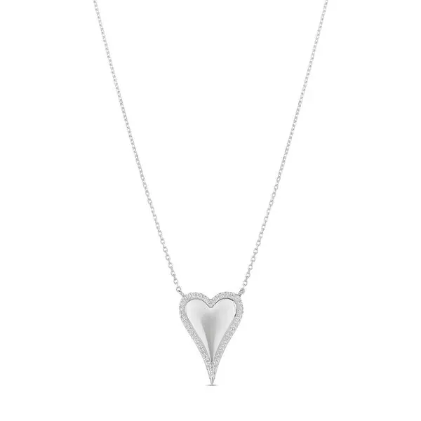 SHYMI Pave Outline Gold Heart Necklace - Silver