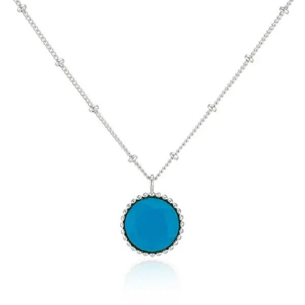 AUREE JEWELLERY Barcelona Silver December Birthstone Necklace Turquoise - Blue