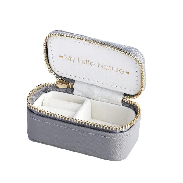 MY LITTLE NATURE Mini Jewelry Organizer Box – Travel Case For Earrings, Rings & Necklaces - Grey