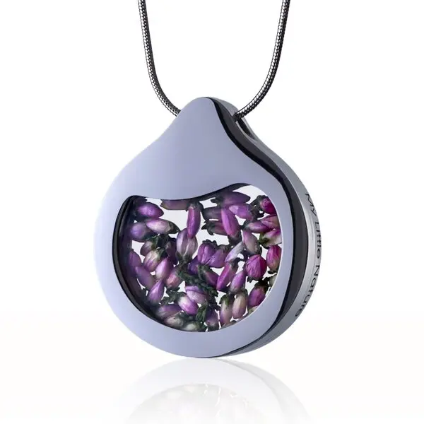 MY LITTLE NATURE Silver / Blue Designer Jewelry Handcrafted Necklace With Scottish Heather Flower Blossoms Florals Collection - Silver/blue