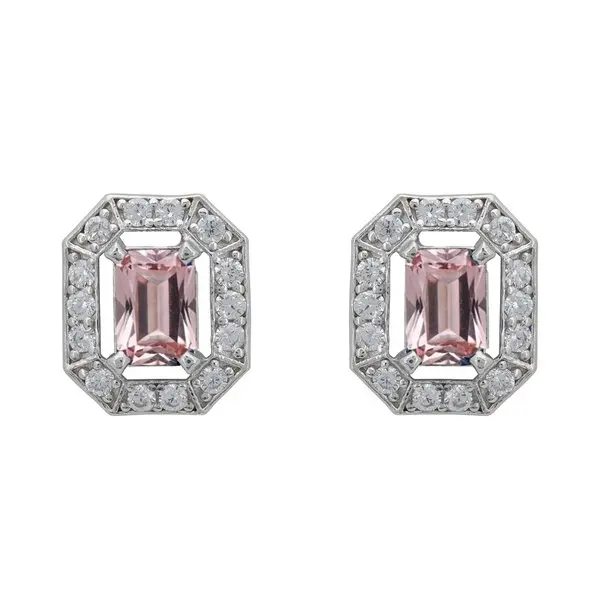 LATELITA White / Pink / Silver Whistledown Gemstone Stud Earrings Morganite Silver - White/pink/silver