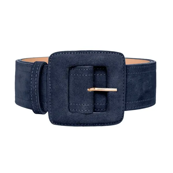 BELTBE Suede Square Buckle Belt Navy - Blue
