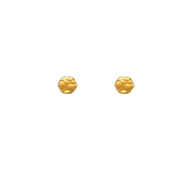 LES REINES Petite Hexa Stud Minimalist Earrings 24k Plated - Gold
