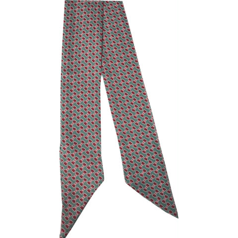 LAZYJACK PRESS The Belvedere Scarf: All Tied Up In Cranberry & Sage - Green