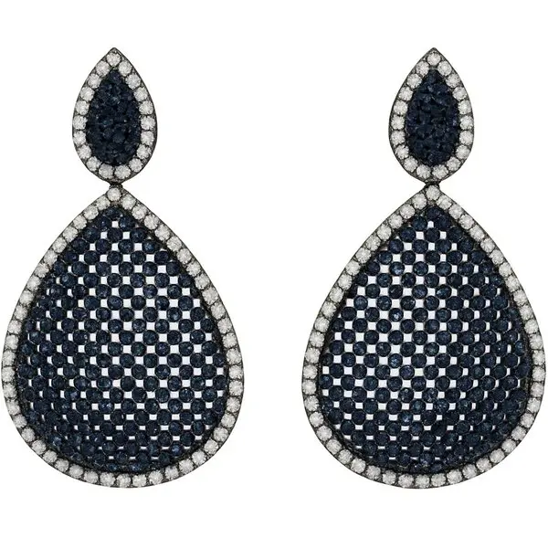 MICHAEL NASH JEWELRY Angela Sapphire And Diamond Cubic Zirconium Pierced Earrings - Blue