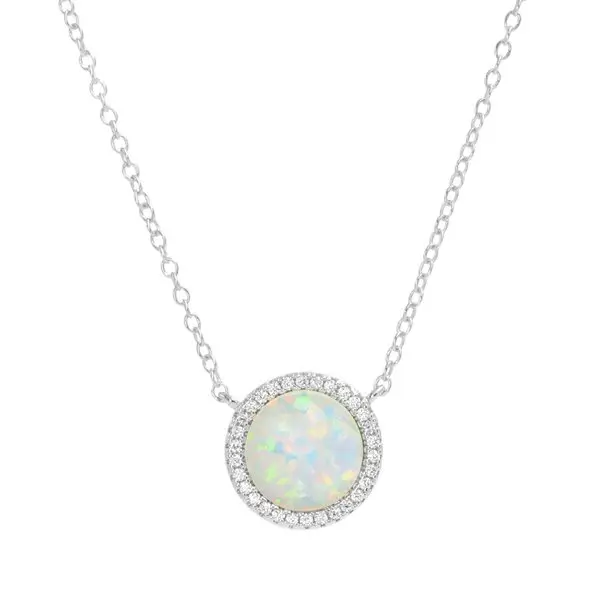 KAMARIA Silver / White Beacon Opal Circle Necklace With Crystals White Silver - Silver/white