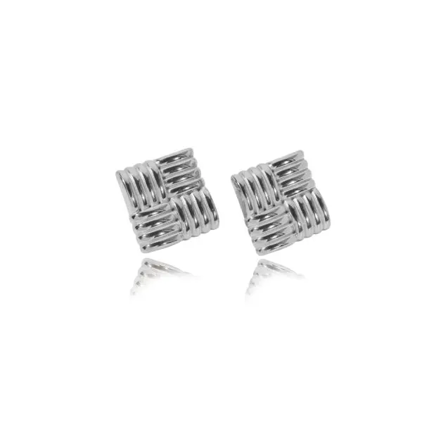 VIEA Asha Square Textured Earrings - Silver
