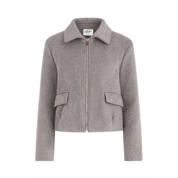 LOOM ARCHIVES Wool Blend Collared Zip Up Jacket - Brown