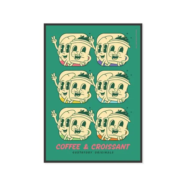 ANCHOR & CREW Gustatory Originals Coffee & Croissant Matte Art Print - Brown