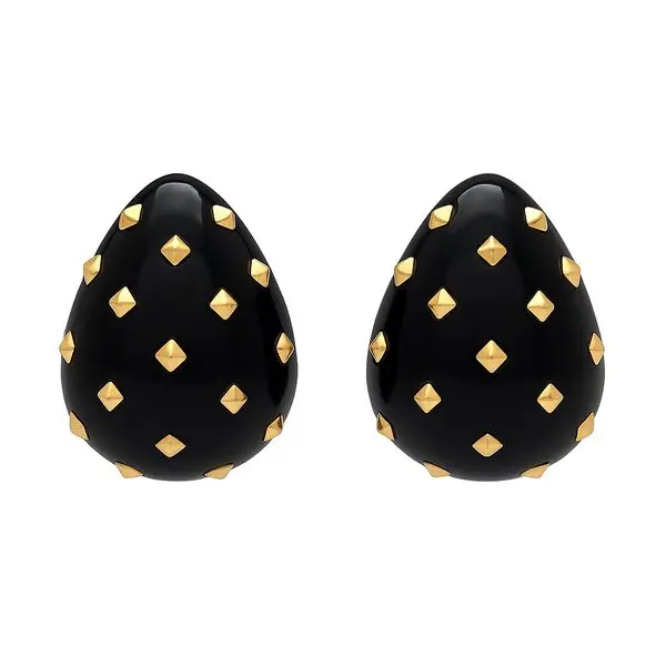 MICHAEL NASH JEWELRY Maristella Studded Resin Pierced Hoop Earrings - Black