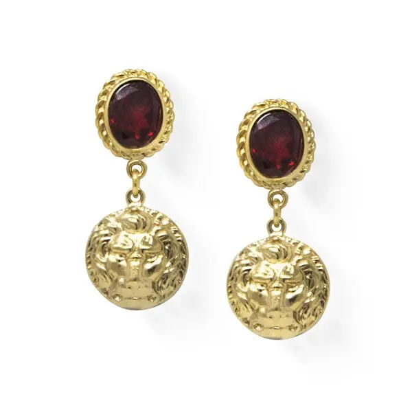 VINTOUCH ITALY The Lion -plated Garnet Earrings - Gold