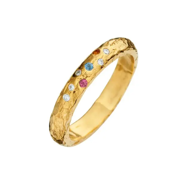 POSH TOTTY DESIGNS Diamond & Semi Precious Stone Confetti Ring - Gold