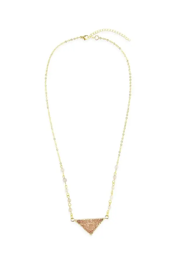 Saachi Triangle Pendant Druzy Dark Necklace - Gold