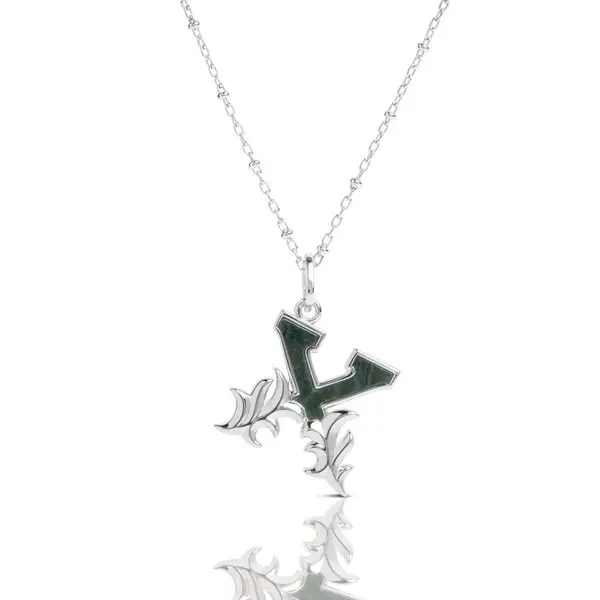 KASUN LONDON Solid X Initial Necklace With Green Marble