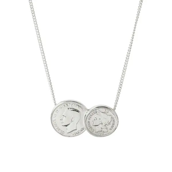 KATIE MULLALLY American / English Double Coin Necklace - Silver