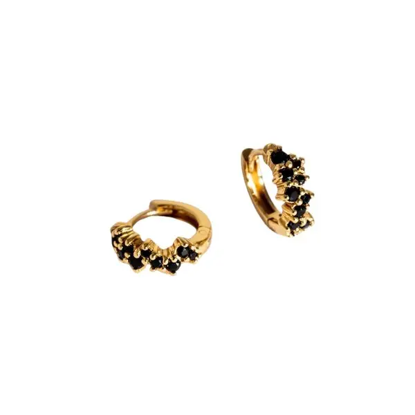 CLAIRE HILL DESIGNS Gold Galaxy Huggie Earrings - Black