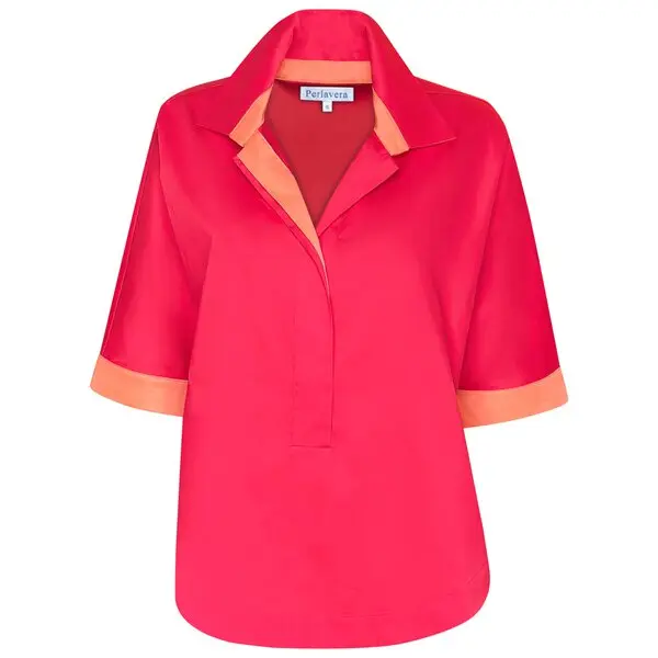 PERLAVERA Zyla -relaxed Shirt--orange - Red