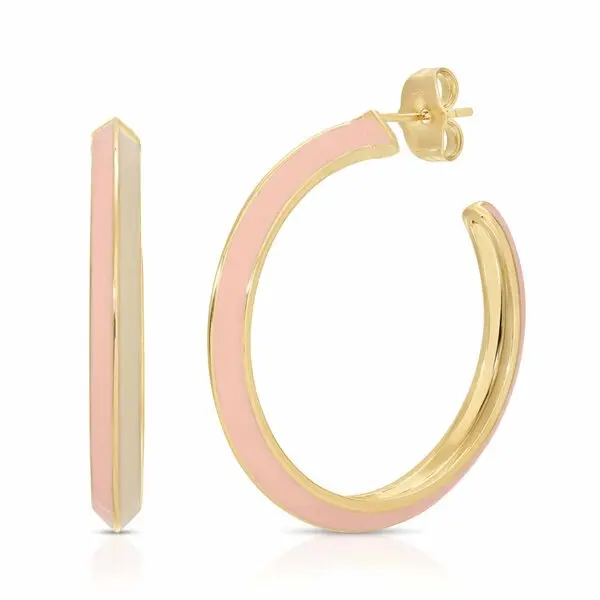 GLAMROCKS JEWELRY Tequila Sunrise Enamel Hoop Earrings Sun - Gold