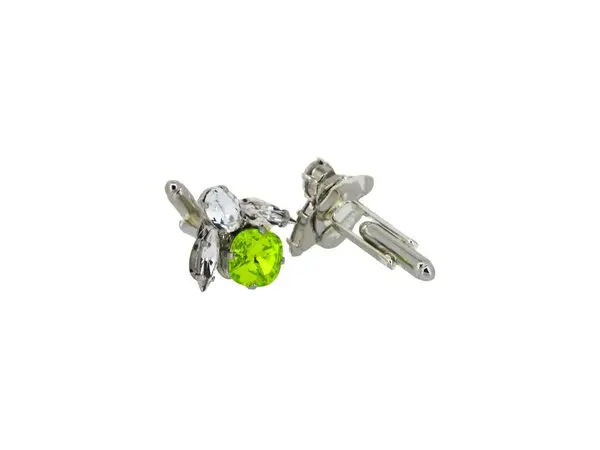 VICKISARGE The Bee Cufflinks In Platinum - Green