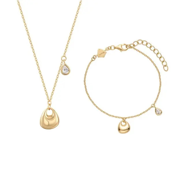 VANCHI Nora Double Pendant Necklace & Bracelet Set - Gold
