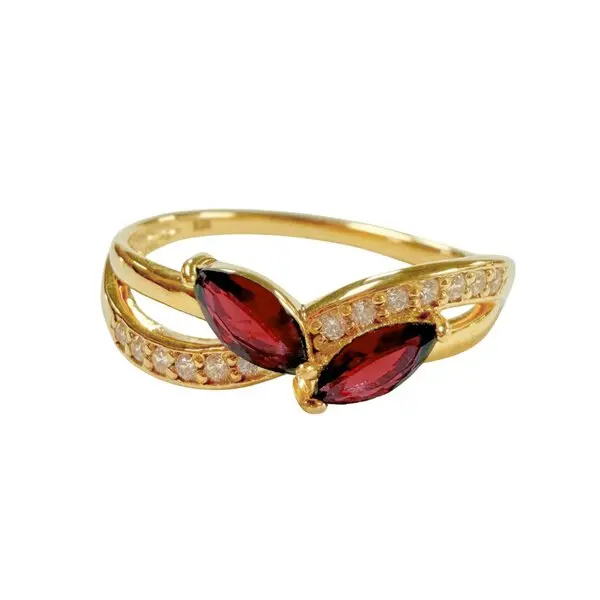 BELINDA JEWELZ Gold / Red Garnet Crossover Ring - Gold/red