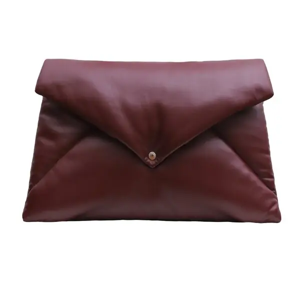 JULIA ALLERT Faux Leather Envelope Clutch Bag Burgundy - Red