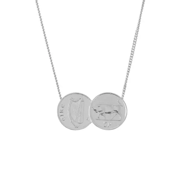 KATIE MULLALLY Double Irish 5p Coin Necklace In Sterling - Silver