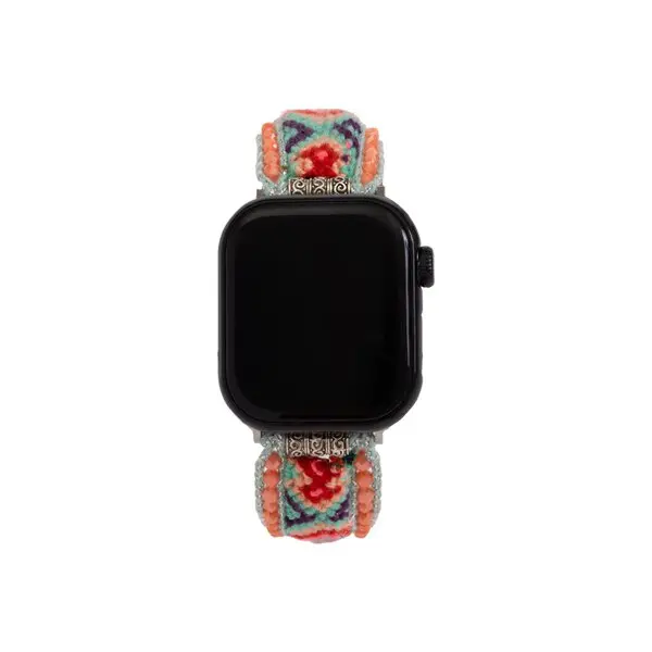 Saachi Woven Beaded Apple Turquoise Watch Band - Blue