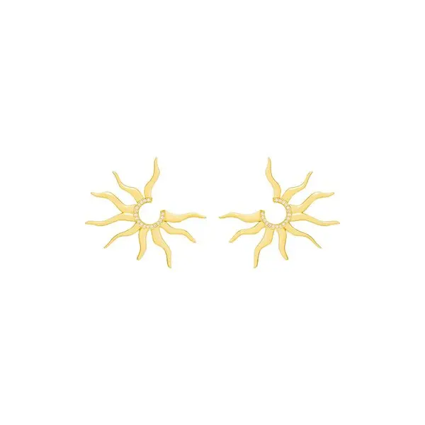 LAVANI JEWELS Plated The Sun Earrings - Gold
