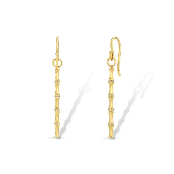 JEWELBIRD Diamond Bamboo Stick Earrings - Gold