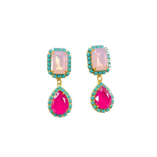 THE PINK REEF Jewel Drop Neons In Turquoise - Pink