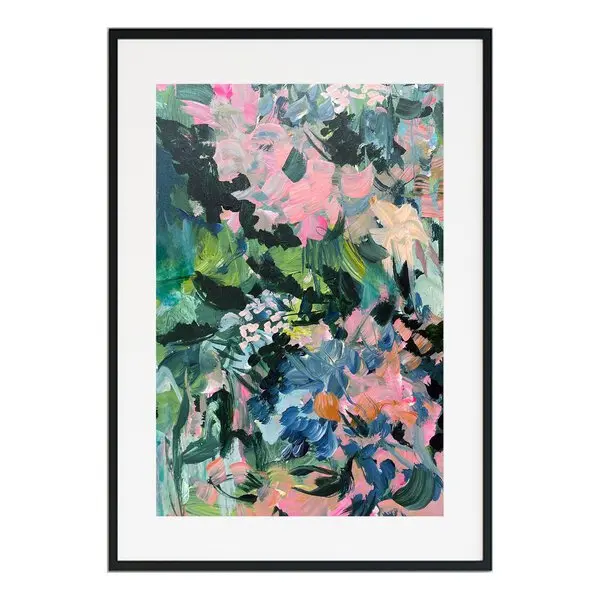 Jessica Slack Studio Iridescent Shimmer Abstract Floral Print - Blue