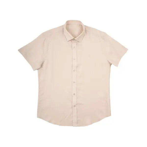 EIGHT X Neutrals Essential Linen Button Short Sleeve Button Down Shirt - Beige