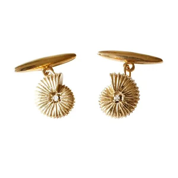 LEE RENEE Ammonite Diamond Cufflinks - Gold