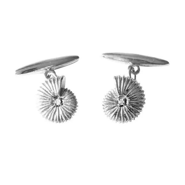 LEE RENEE Ammonite Diamond Cufflinks - Silver