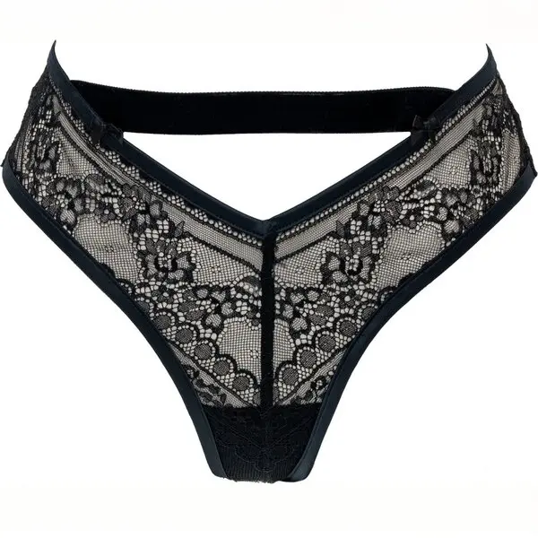 LES JUPONS DE TESS Open Back High Waisted Fatale Panty - Black