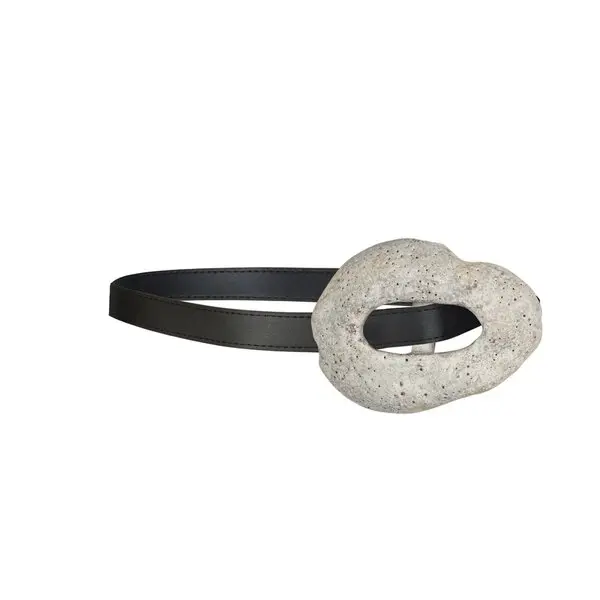 ANEMOIA White Ceramic Detailed Leather Cuiron Belt - Black