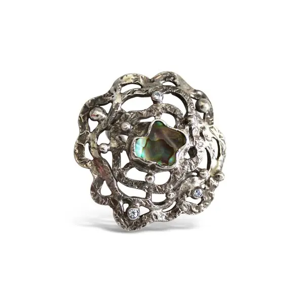 BELLUS DOMINA Sterling Silver Oversize Mother Of Pearl Ring - Silver/green