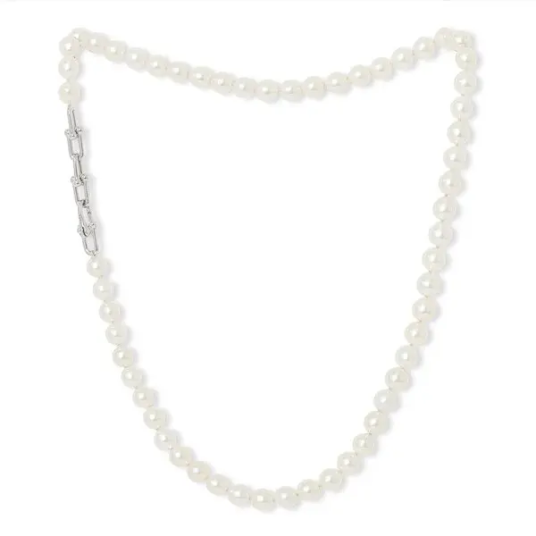 PEARLS OF THE ORIENT ONLINE White / Silver Gratia Cultured Freshwater Pearl Necklace With Chunky Chain Feature - White/silver