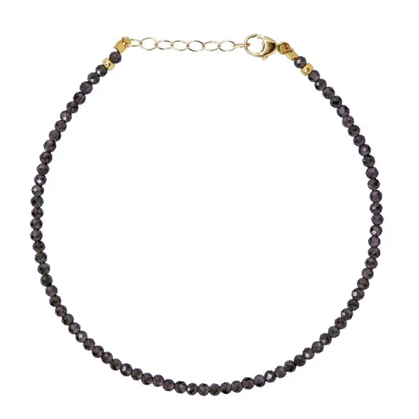 BOMBYX HOUSE Gold / Grey Tiny Charcoal Obsidian Gold Bead Bracelet - Gold/grey