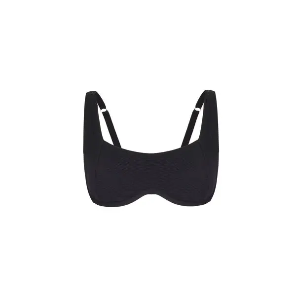 YORSTRULY Orly Bikini Top Colour Bikini Top With Ribbed Fabric & Removable Paddings - Black