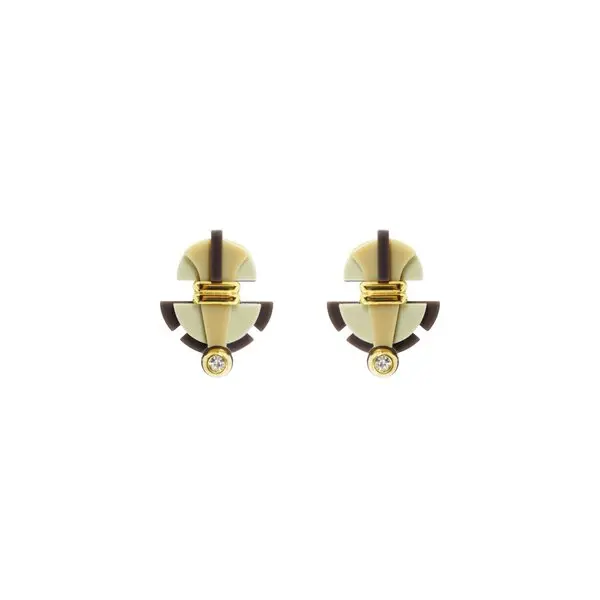 GISSA BICALHO Neutrals Acrylic Handmade Earring Buriti Kahki - Yellow