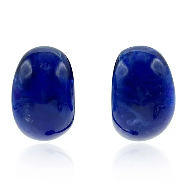 MICHAEL NASH JEWELRY Merrie Navy Marbled Resin Semi Hoop Clip On Earrings - Blue