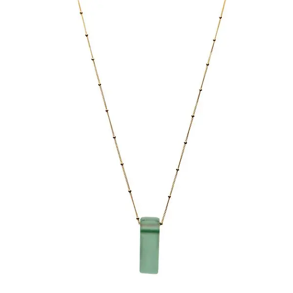 SMART GLASS JEWELRY Neutrals / Recycled Glass Stiletto Necklace Antique Clear Gold - Green