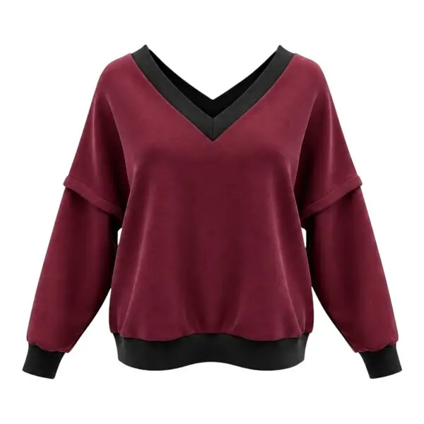 BEIRA Victoria V-neck Sweatshirt – Burgundy - Red