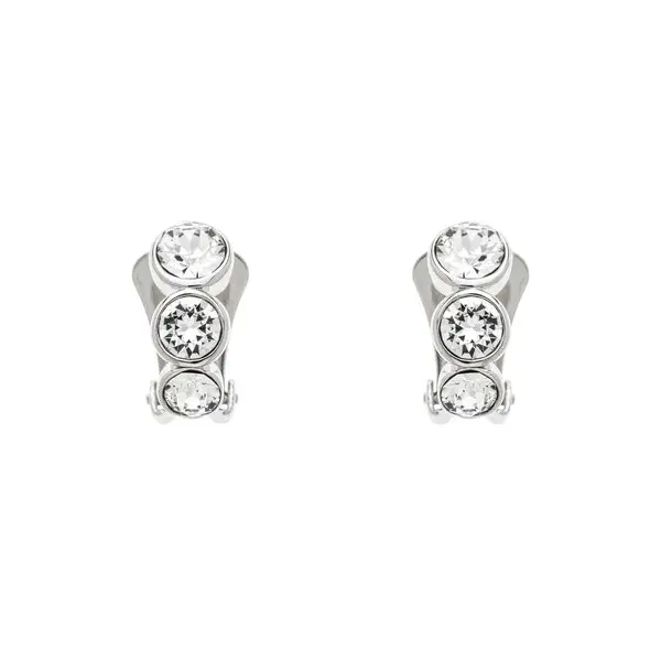 EMMA HOLLAND JEWELLERY Platinum & Crystal Semi Hoop Clip Earrings - Silver