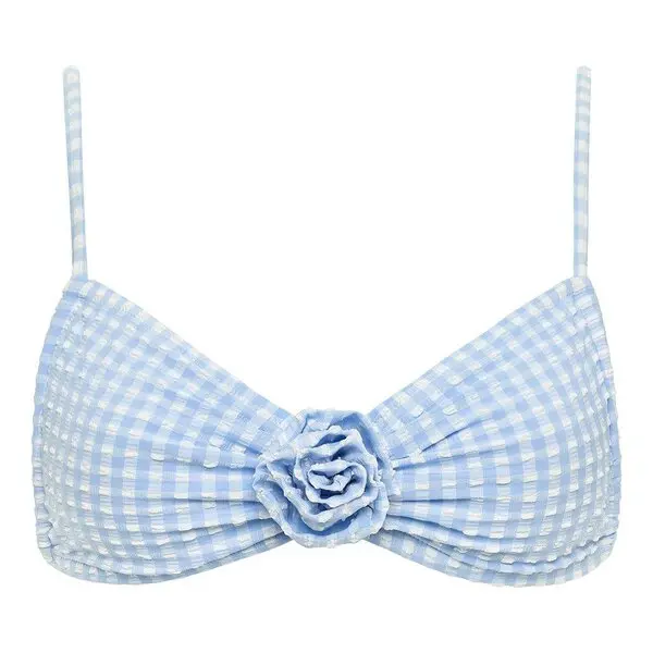 MONTCE Peri Micro Gingham Devin Rosa Bikini Top - Blue