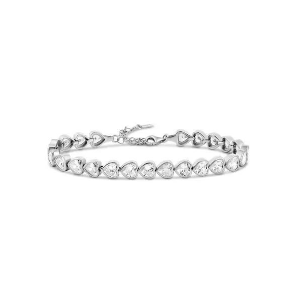 SHYMI Bezel-set Heart Tennis Bracelet - Silver