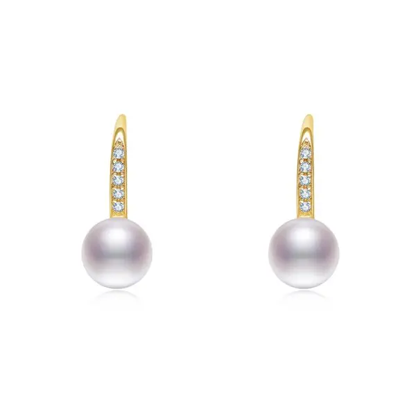 OHARA PEARL Graceful Hook Earrings Gold - White